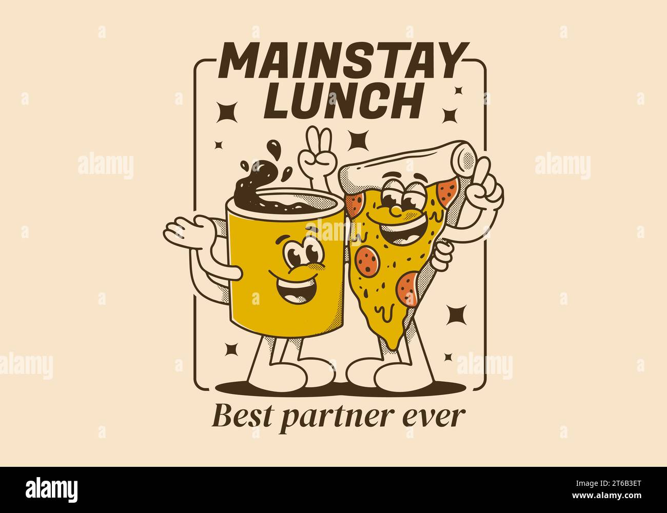 Mainstay lunch, best partner ever. Mascot character illustration of a ...