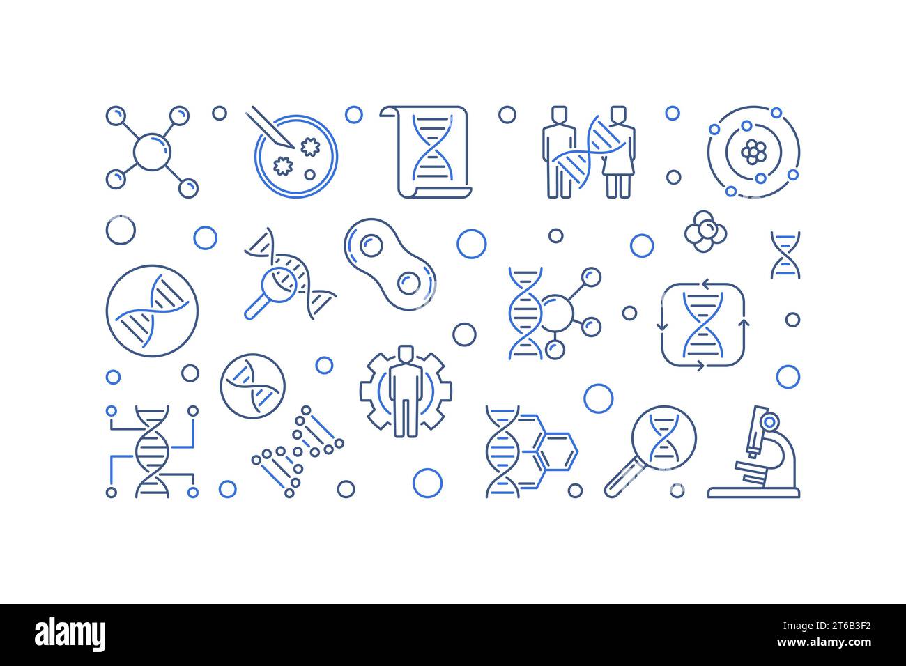 Genetic Information vector creative horizontal illustration in thin ...