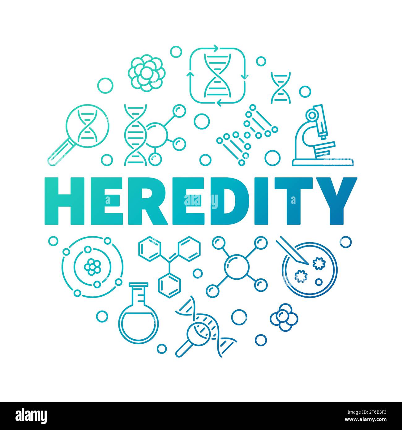 Heredity round colorful symbol in outline style. Vector thin line ...