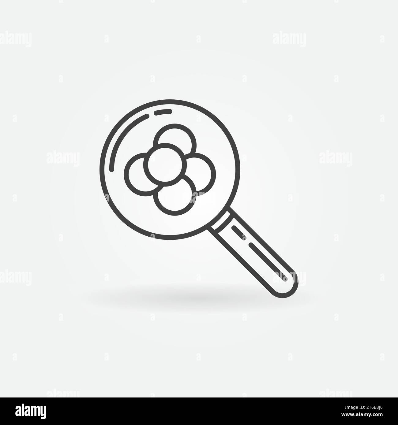 Magnifying glass and molecule outline icon. Magnifier with molecule ...
