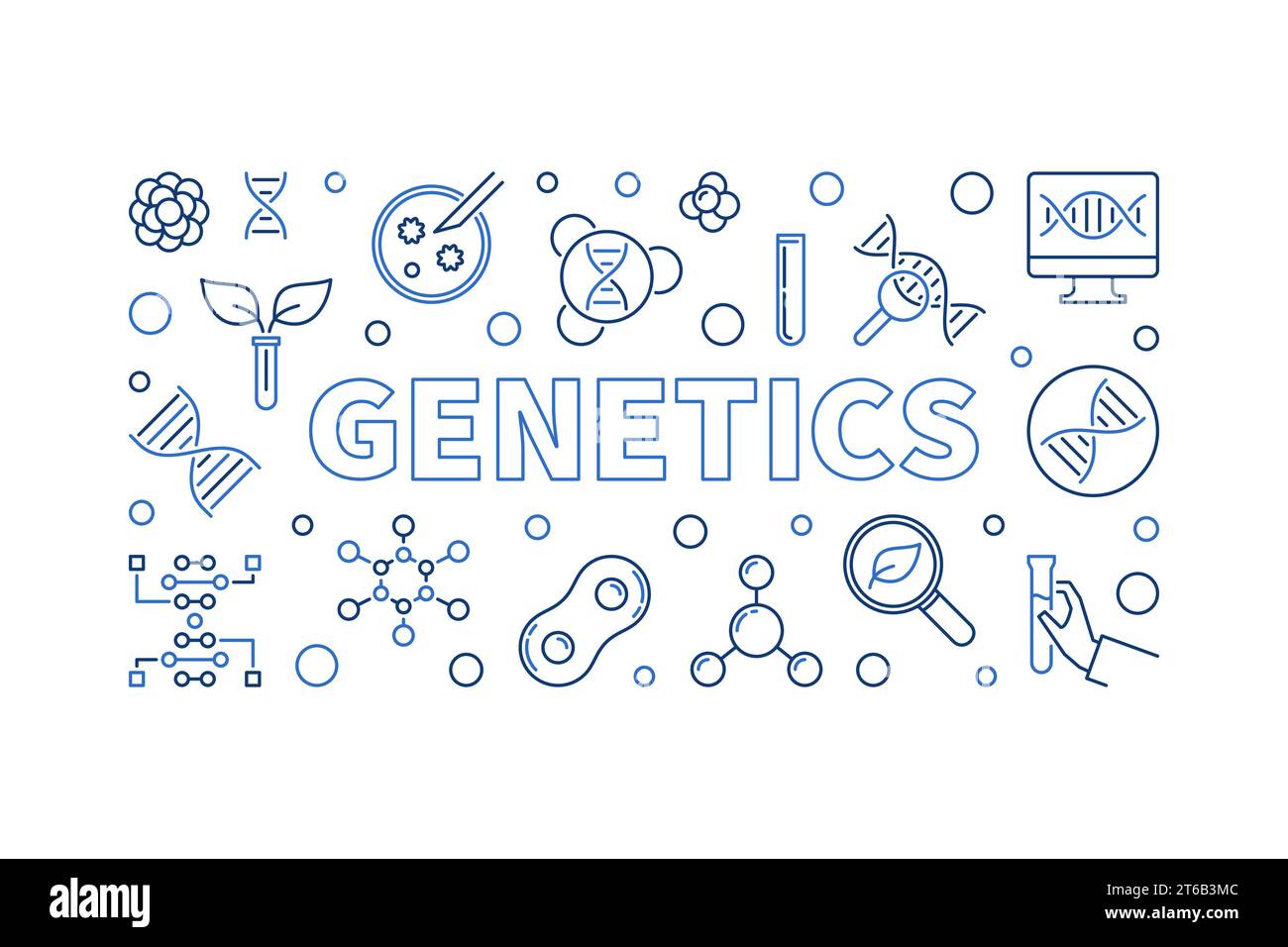 Genetics vector horizontal illustration made with genes and genetic ...