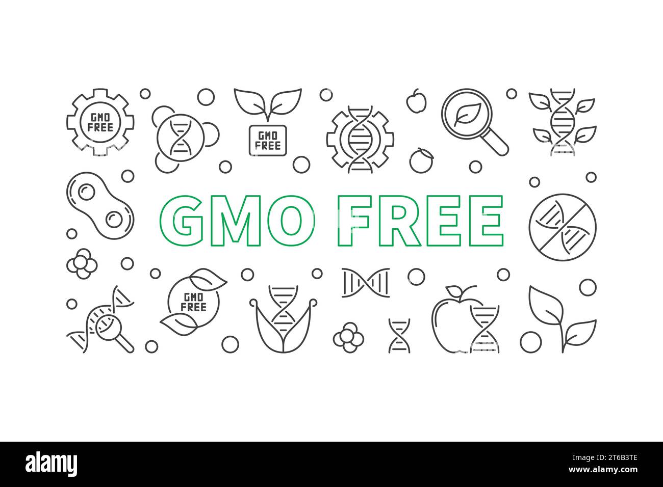 GMO Free vector concept minimal outline horizontal illustration Stock Vector Image & Art - Alamy