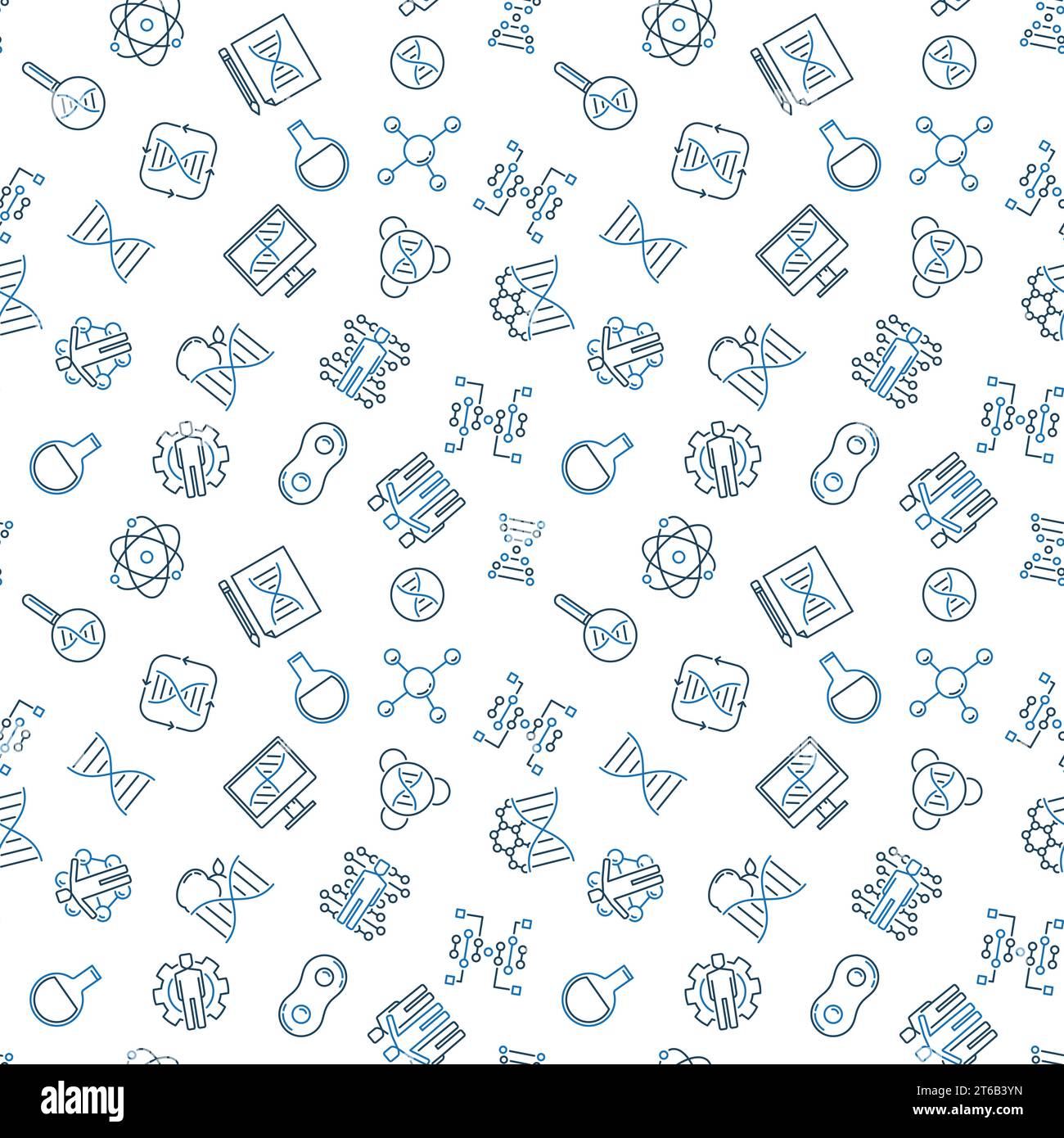 Cloning vector concept minimal seamless pattern or background in thin line style Stock Vector ...