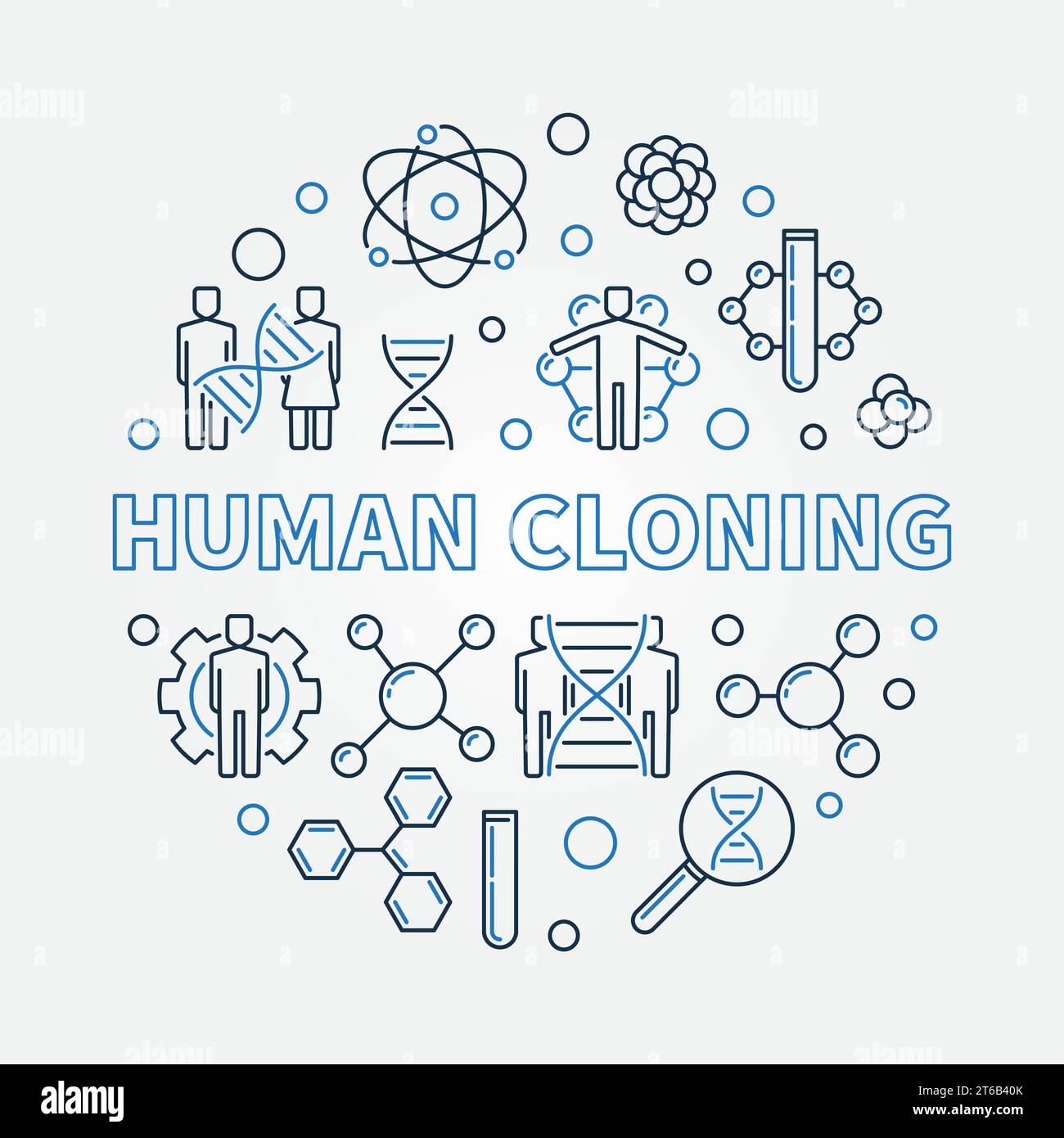Human cloning vector concept round illustration in outline style Stock ...