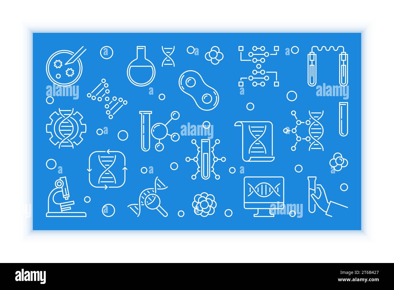 Genetics vector minimal banner or illustration in thin line style Stock ...