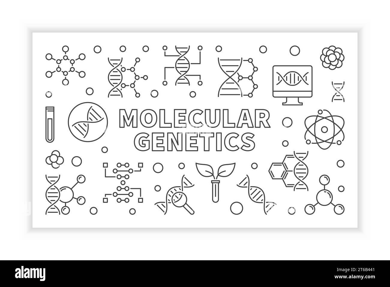 Molecular Genetics vector outline horizontal banner or illustration ...