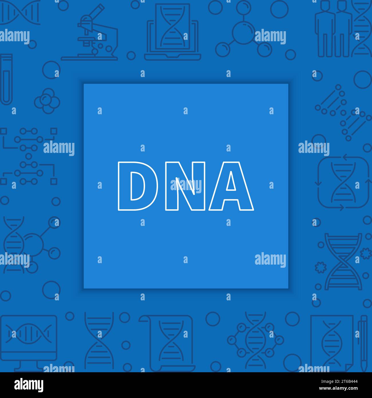 DNA vector square outline blue frame. Vector concept illustration made ...