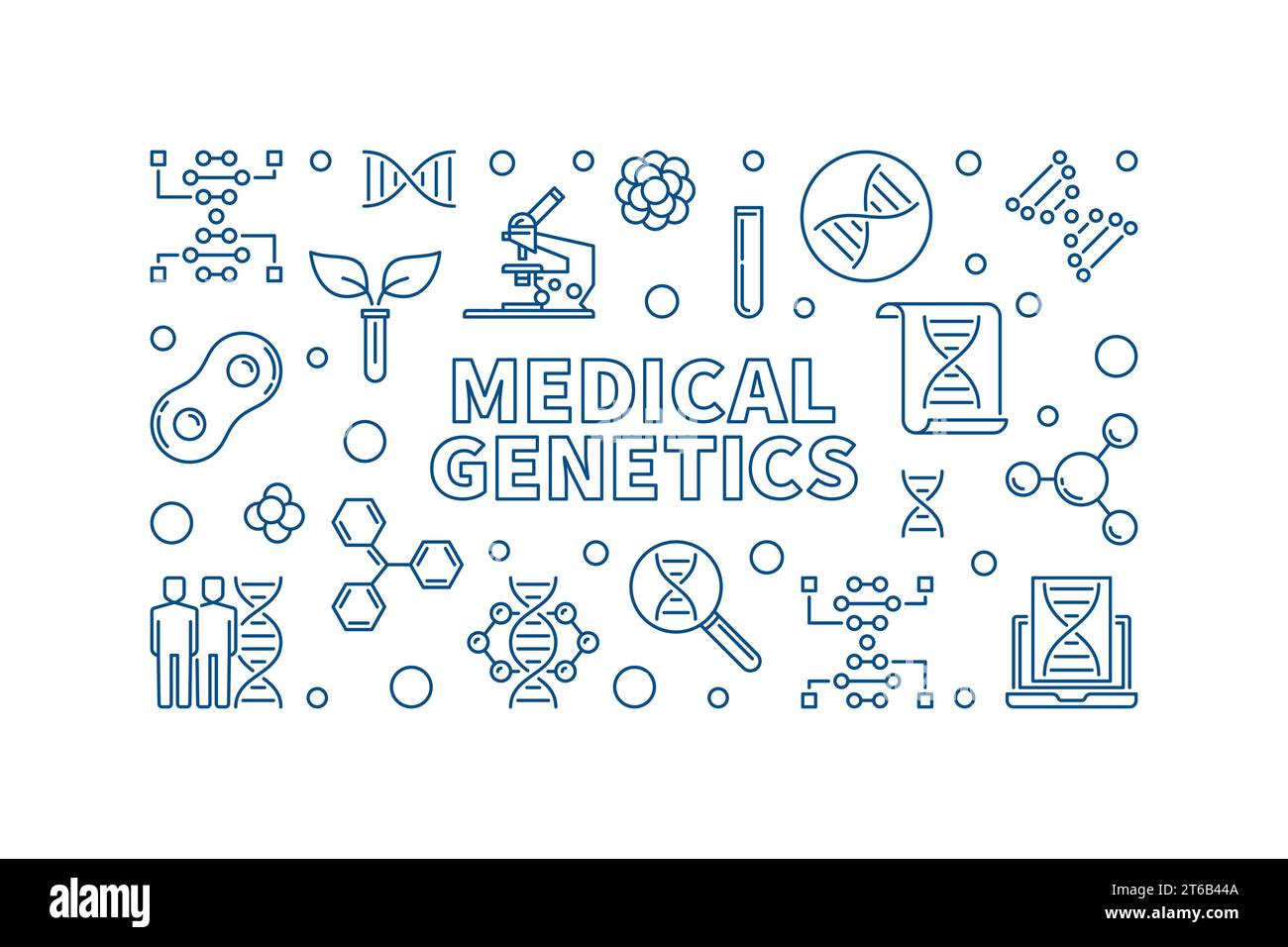 Medical Genetics vector medicine concept horizontal illustration in ...