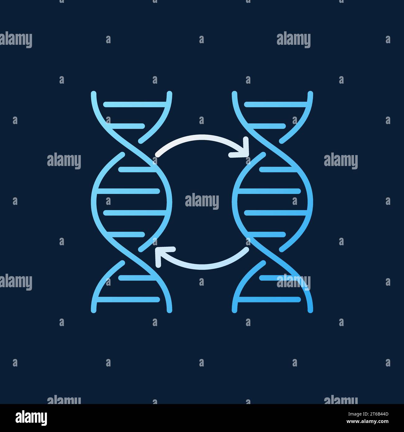Two DNA vector colorful outline icon or logo element on dark background ...