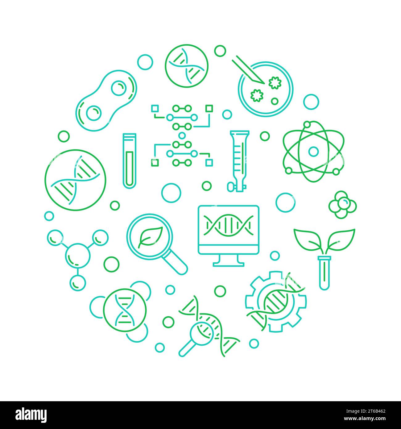 Vector Biotechnology or Biotech green creative round illustration in ...