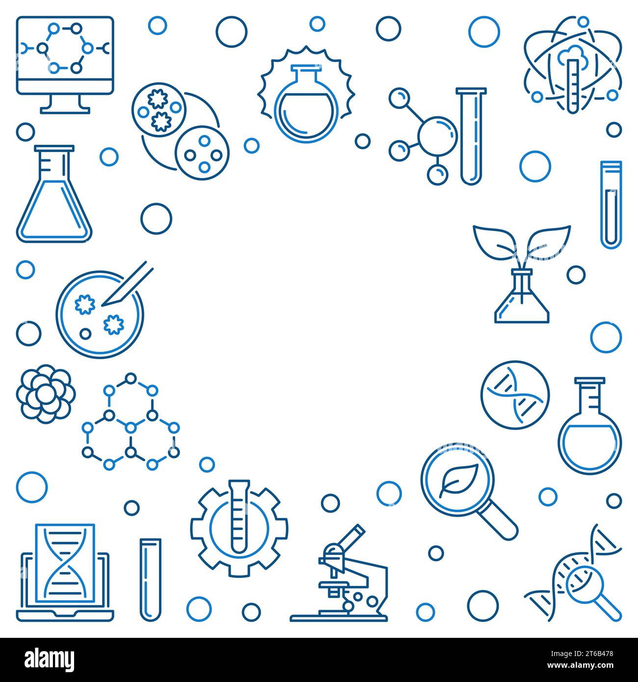 Biotech linear frame. Vector Biotechnology illustration in outline ...