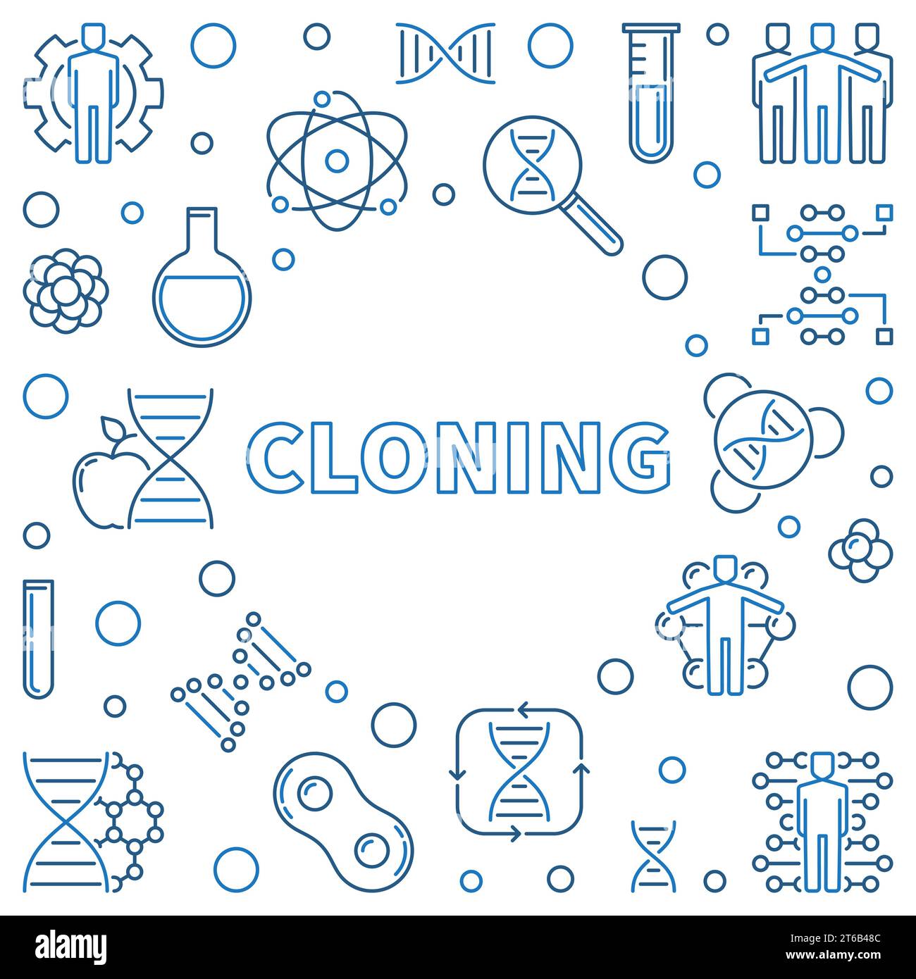 Cloning vector minimal concept illustration in outline style on white ...