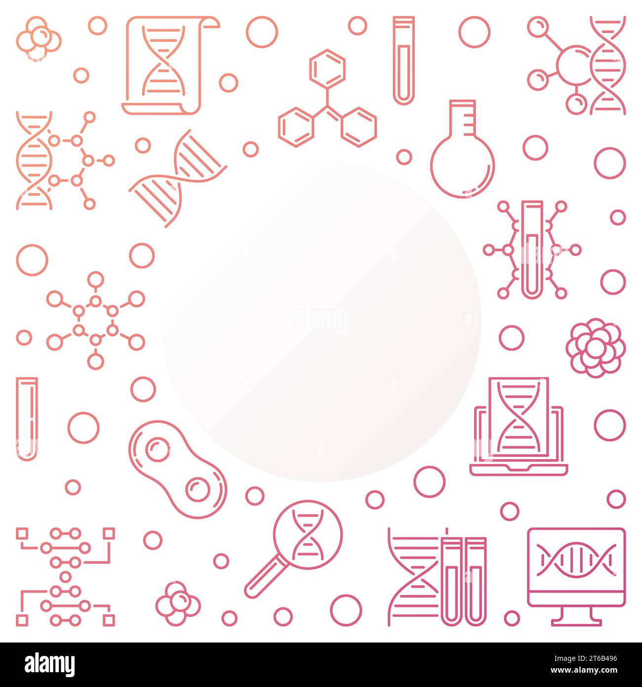 Science and DNA vector colorful outline frame or illustration on white ...