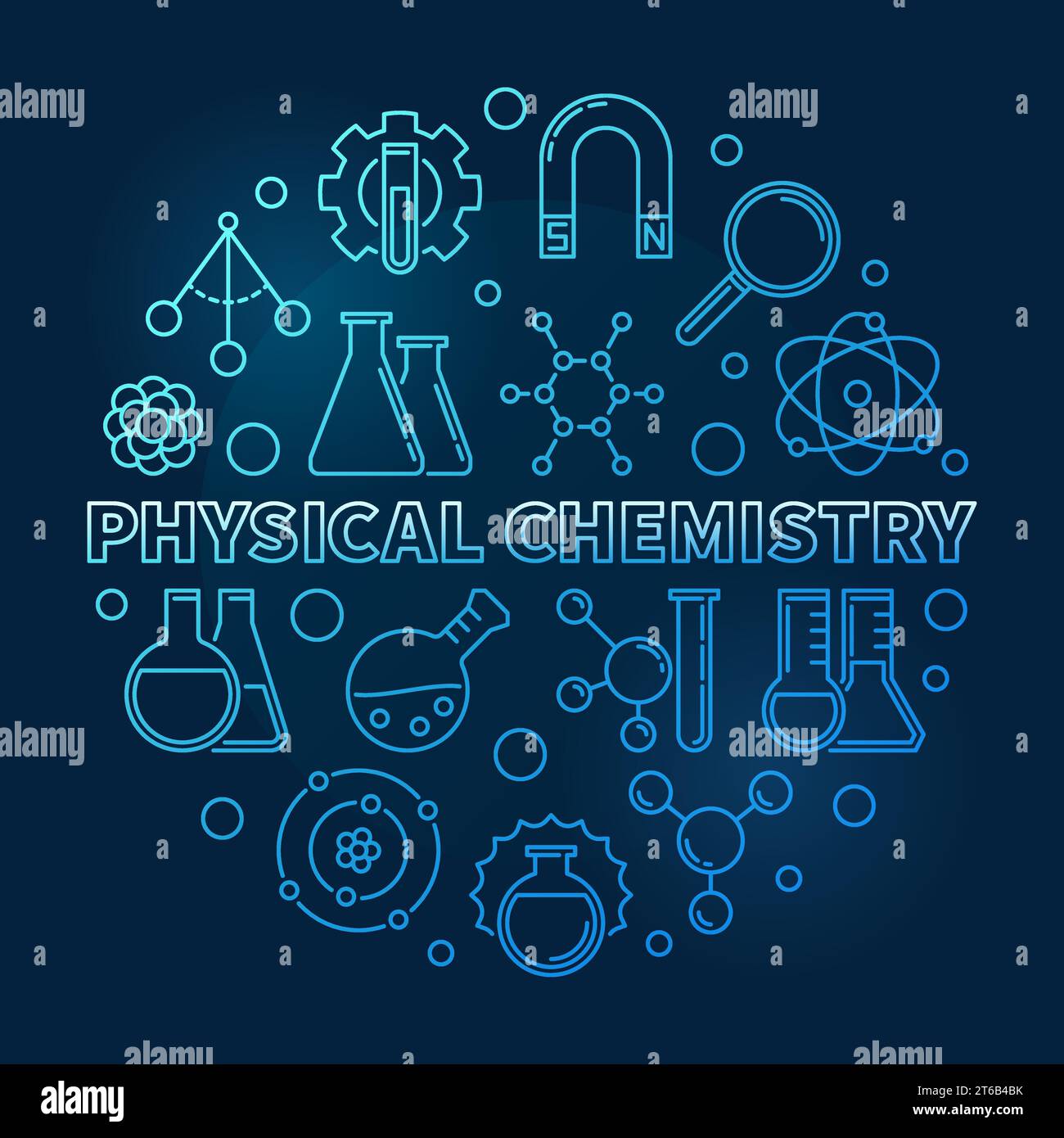 Physical Chemistry vector blue modern concept round illustration in ...