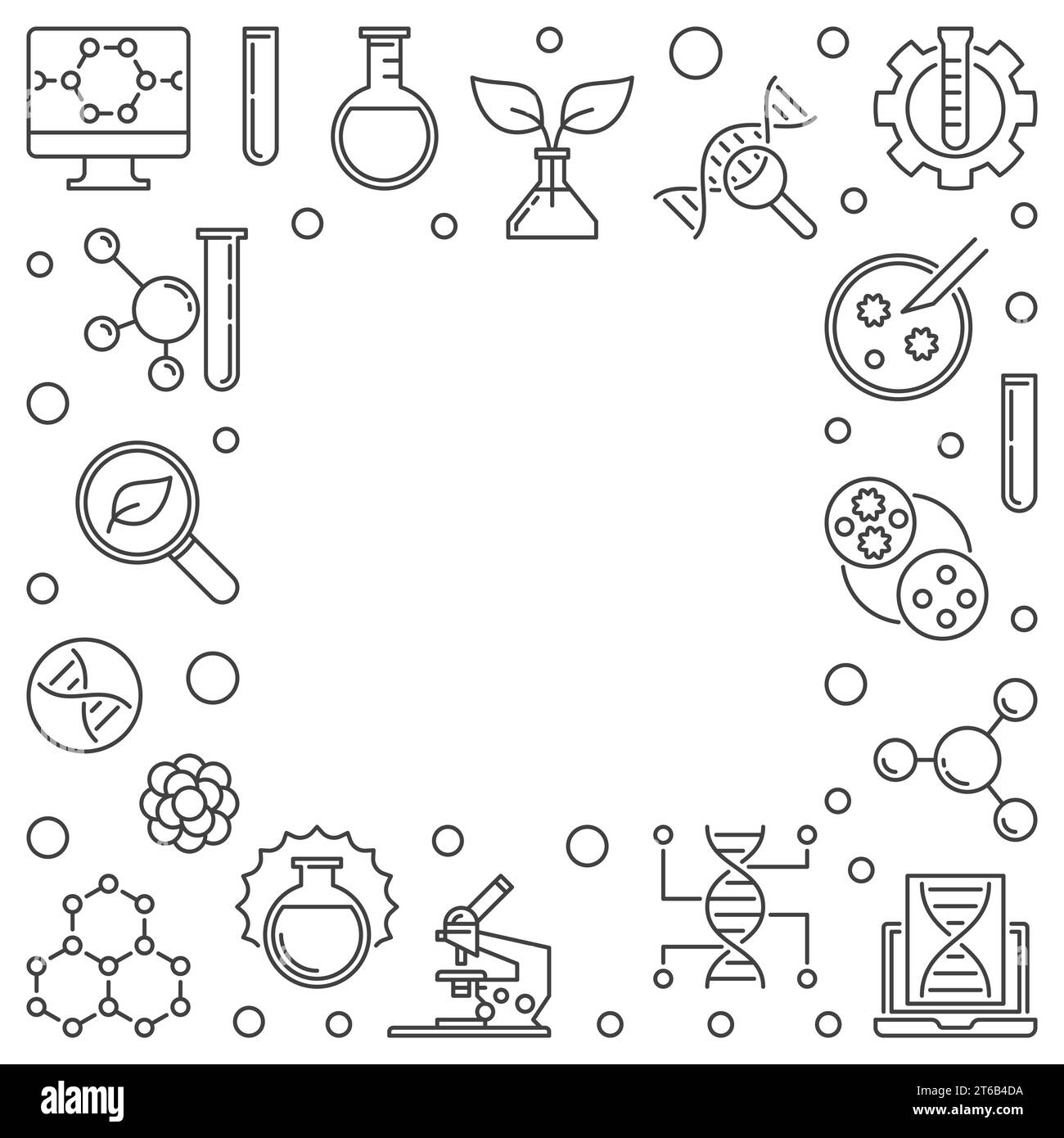 Vector Biotechnology or Biotech concept square simple frame or ...