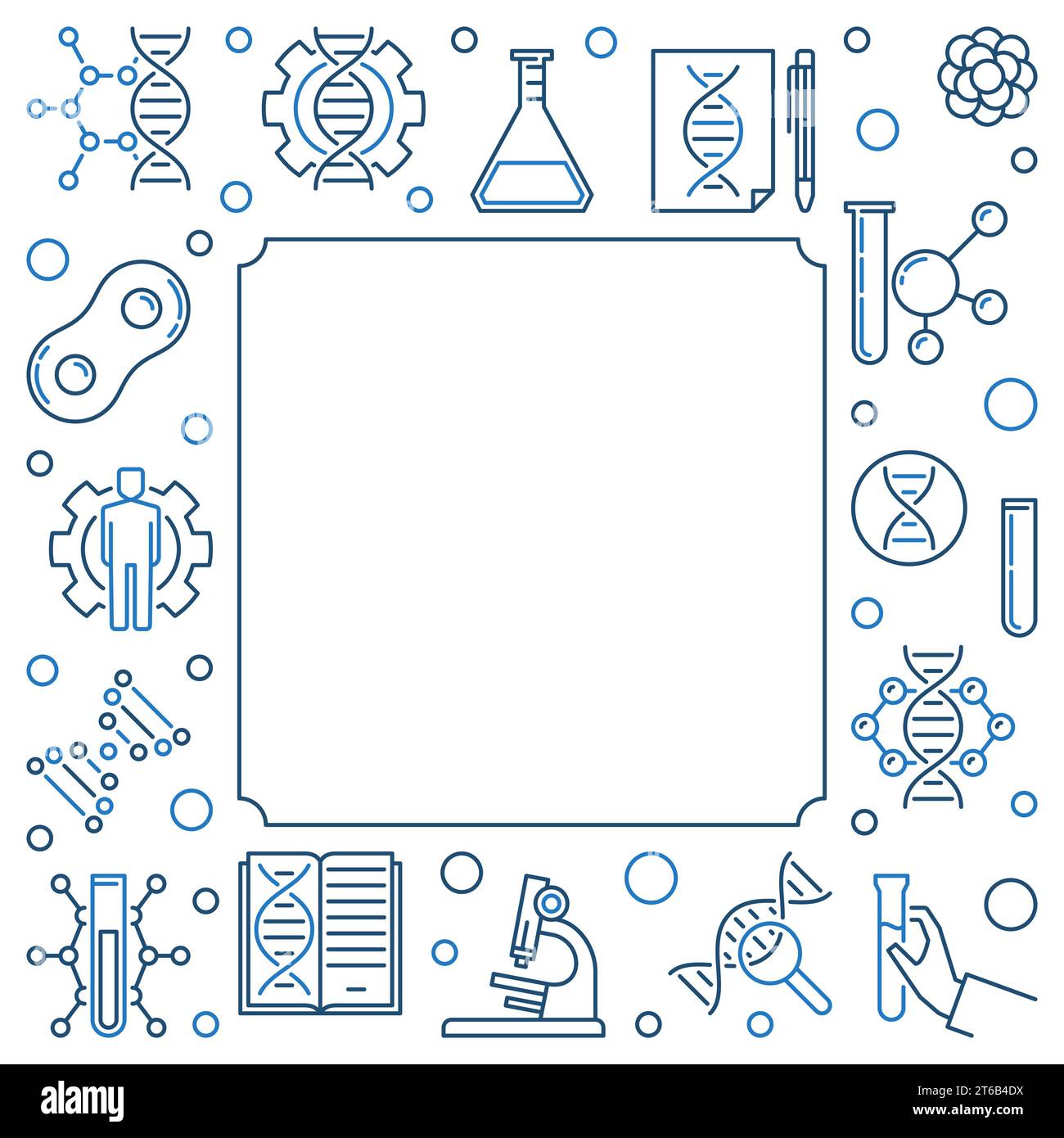 Vector DNA Test concept square illustration or frame in outline style ...