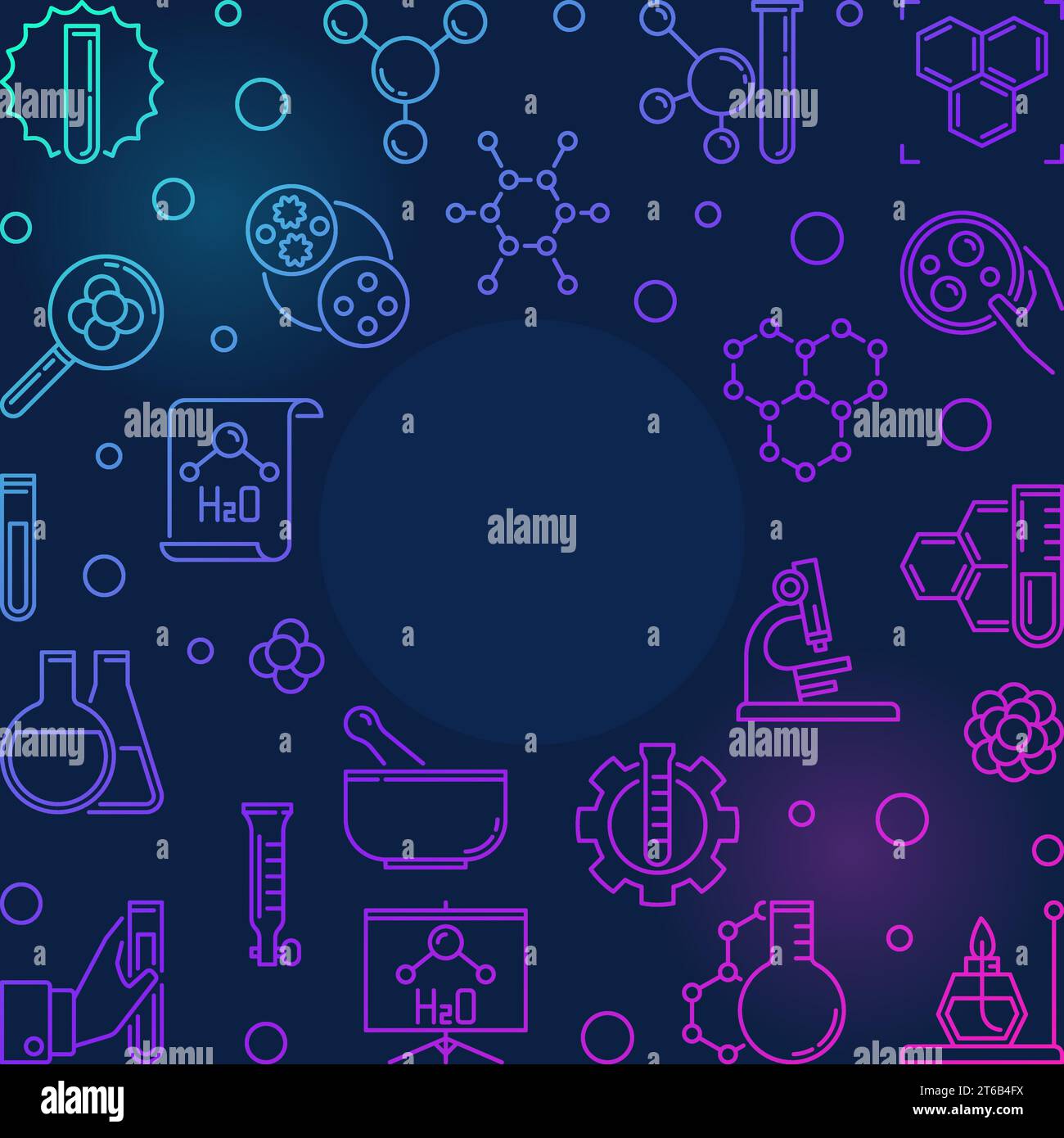 Chemistry Science colored outline frame with empty space for text ...
