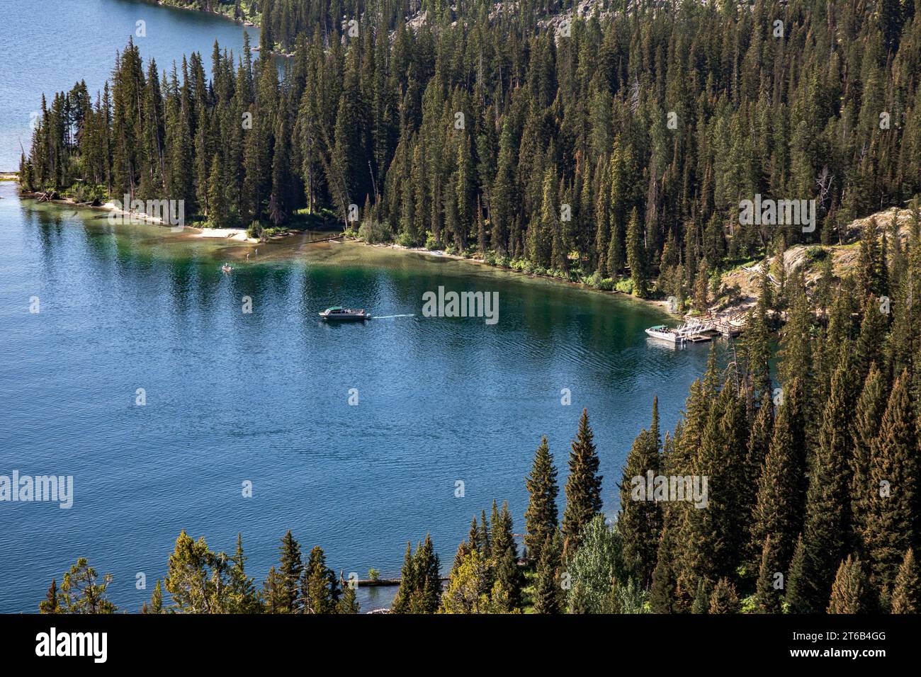 WY05693-00...WYOMING - Jenny Lake shuttle boat landing at the base of ...