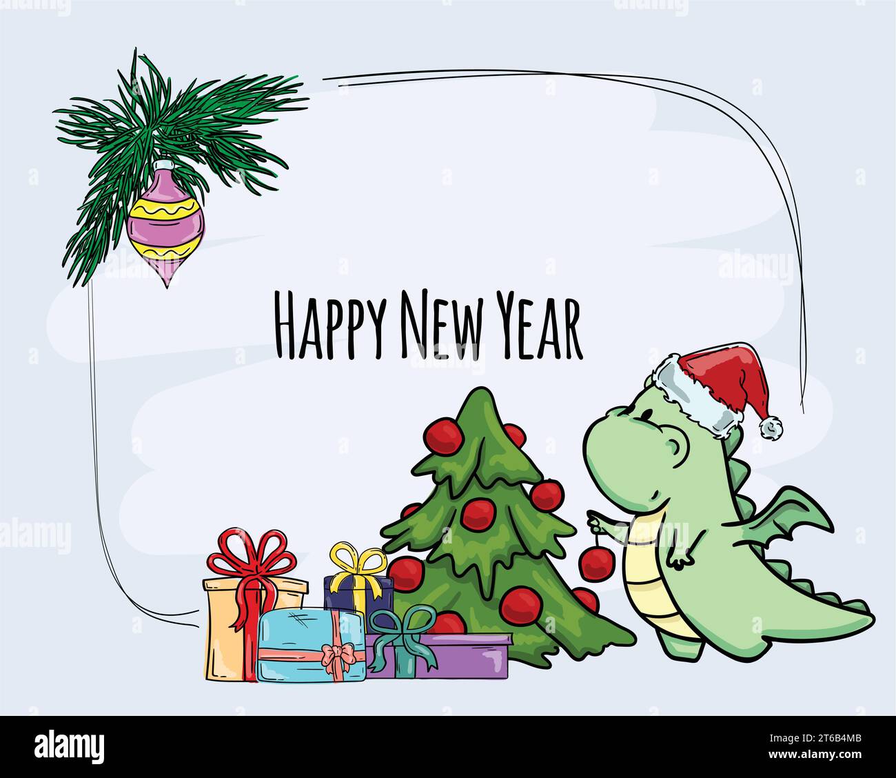 New Year's opening template with space for text, New Year's elements ...