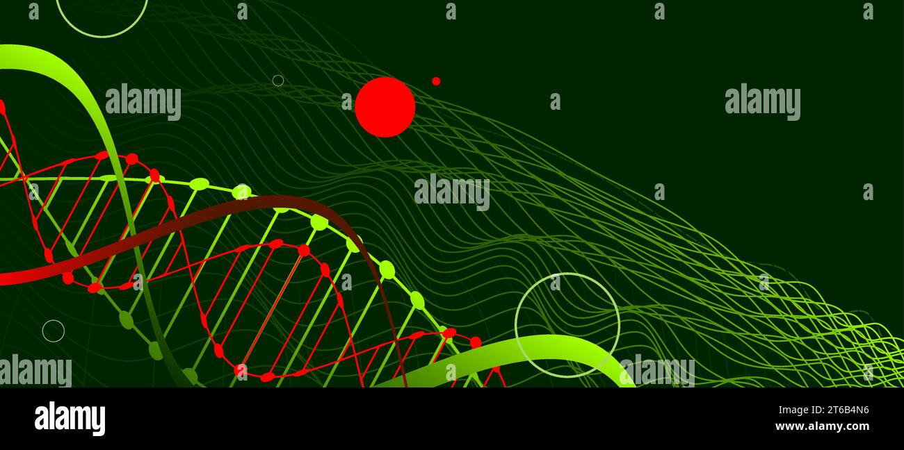 Hand drawn DNA abstract molecule. Medical science, genetic ...