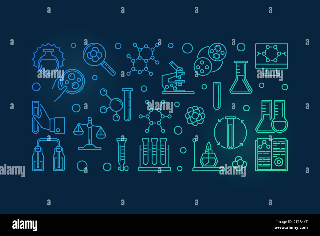 Chemistry Lab Equipment colorful outline horizontal banner - vector ...
