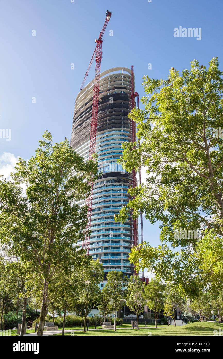 Miami Beach Florida,Five Park,Canopy Park trees,high rise skyscraper ...