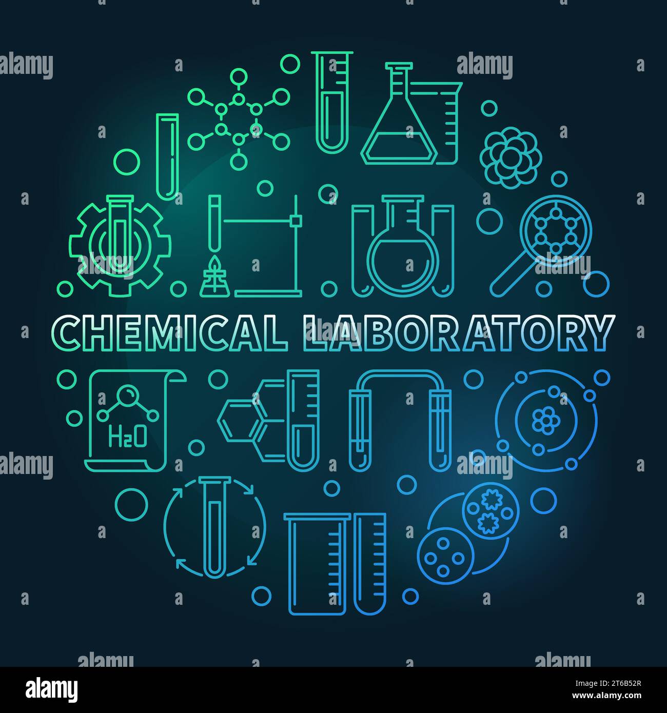 Chemical Laboratory vector colored round outline illustration ...