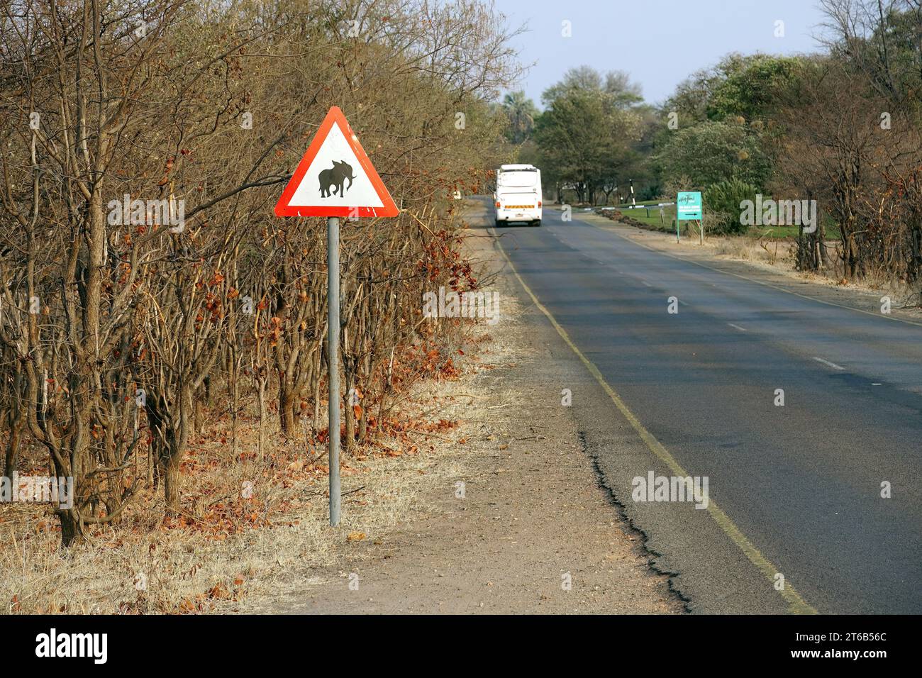 Elephant danger sign, Zambezi National Park, Zimbabwe, Africa Stock ...