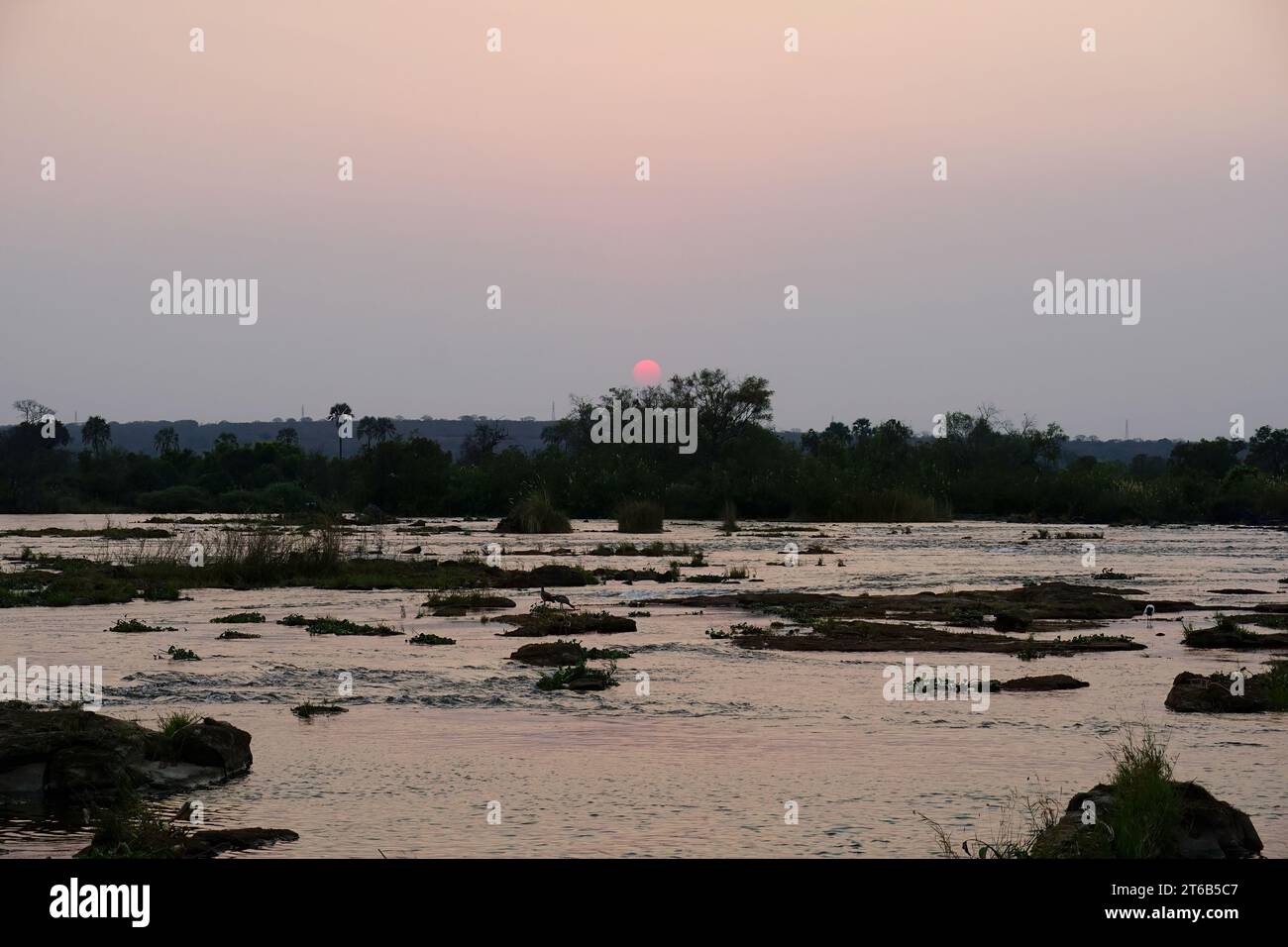 Sunrise, Zambezi River, Zambezi National Park, Zimbabwe, Africa Stock ...