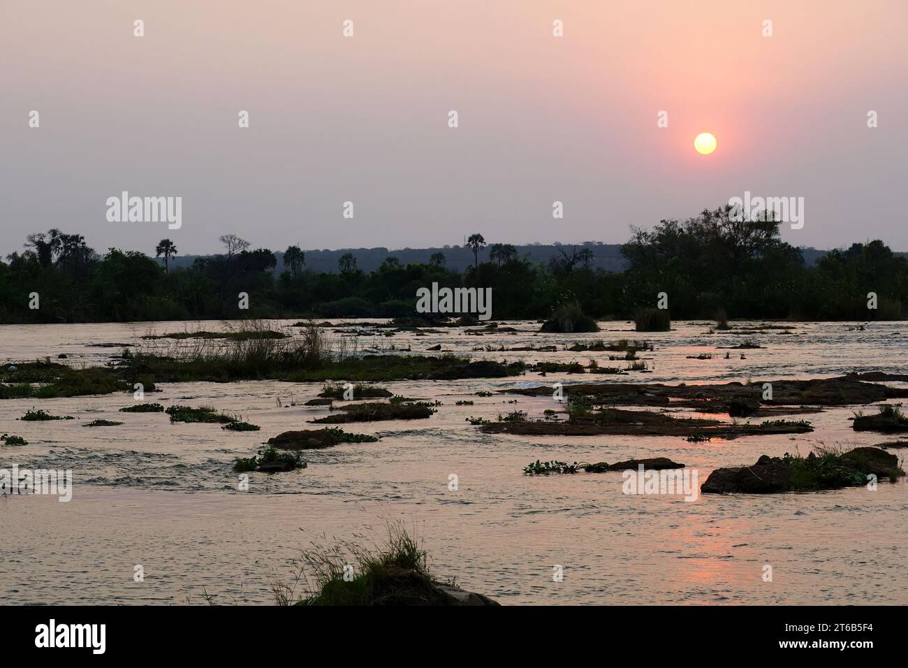 Sunrise, Zambezi River, Zambezi National Park, Zimbabwe, Africa Stock ...
