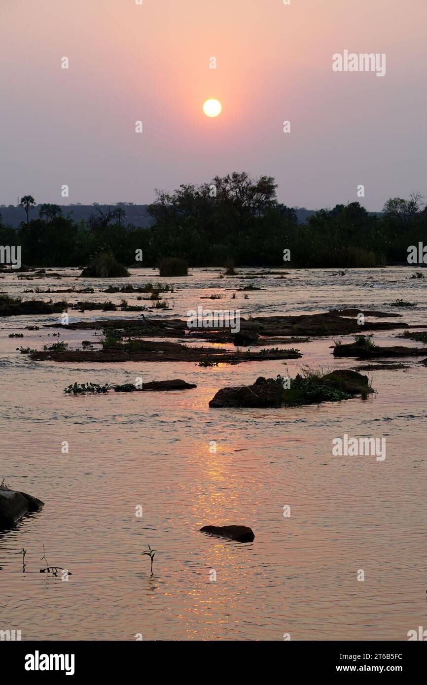 Sunrise, Zambezi River, Zambezi National Park, Zimbabwe, Africa Stock ...