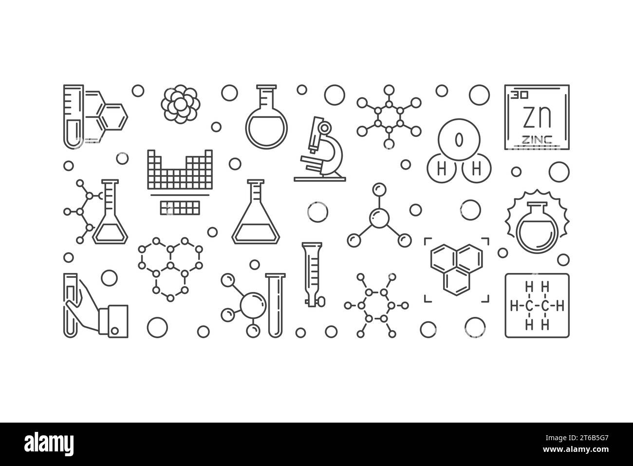 Science and Chemistry outline simple banner. Vector horizontal ...
