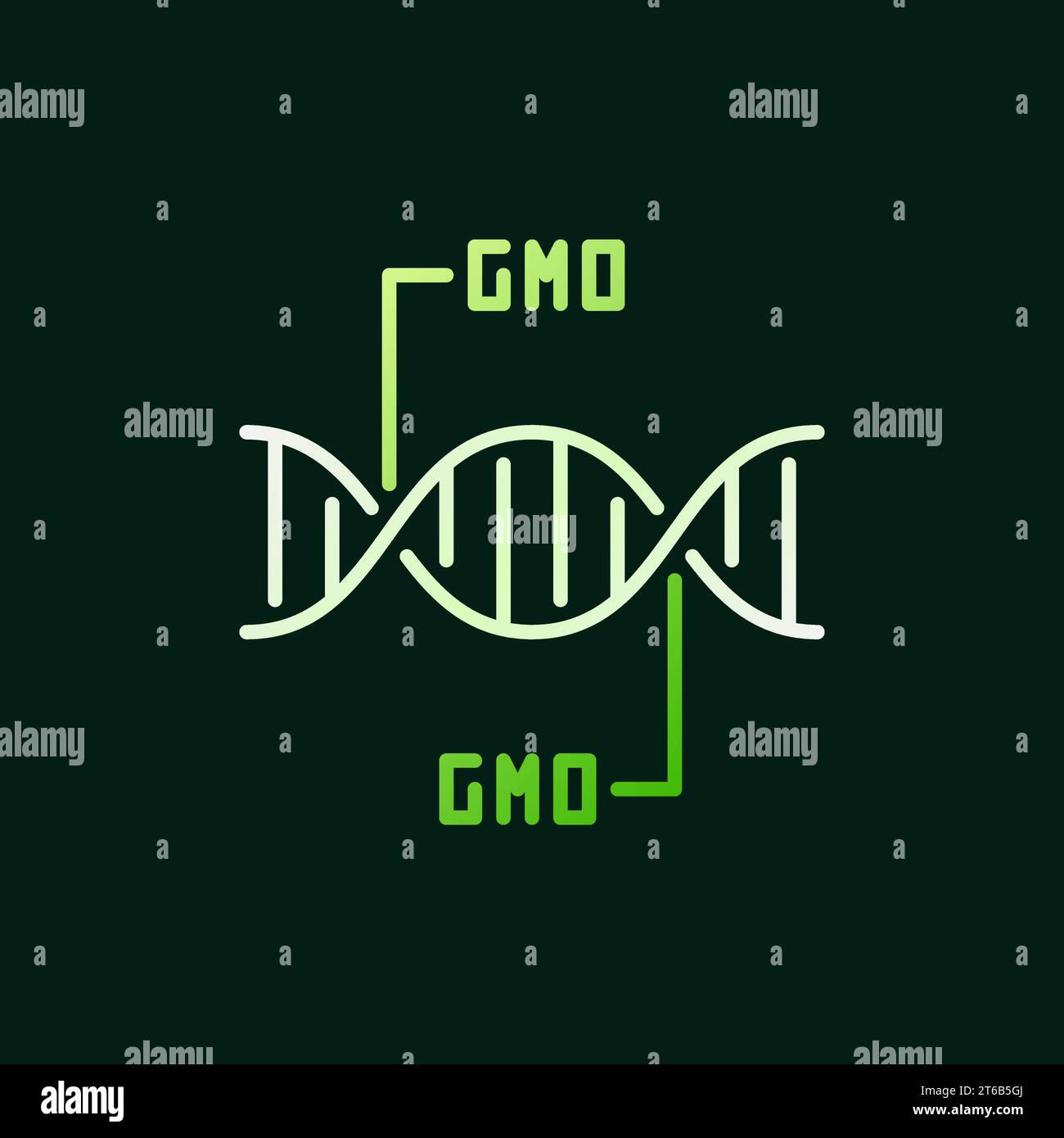Genetically Modified Organism DNA vector outline icon or design element on dark background Stock ...