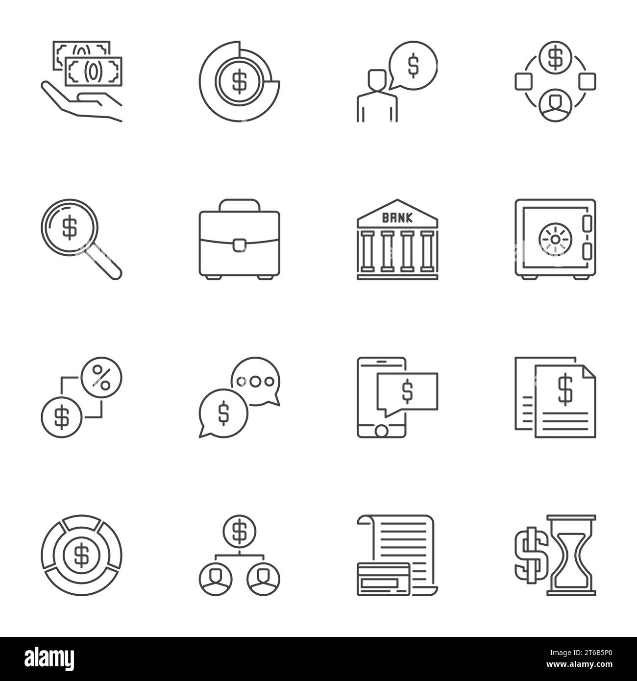 Set of Money vector concept icons or symbols in outline style Stock ...