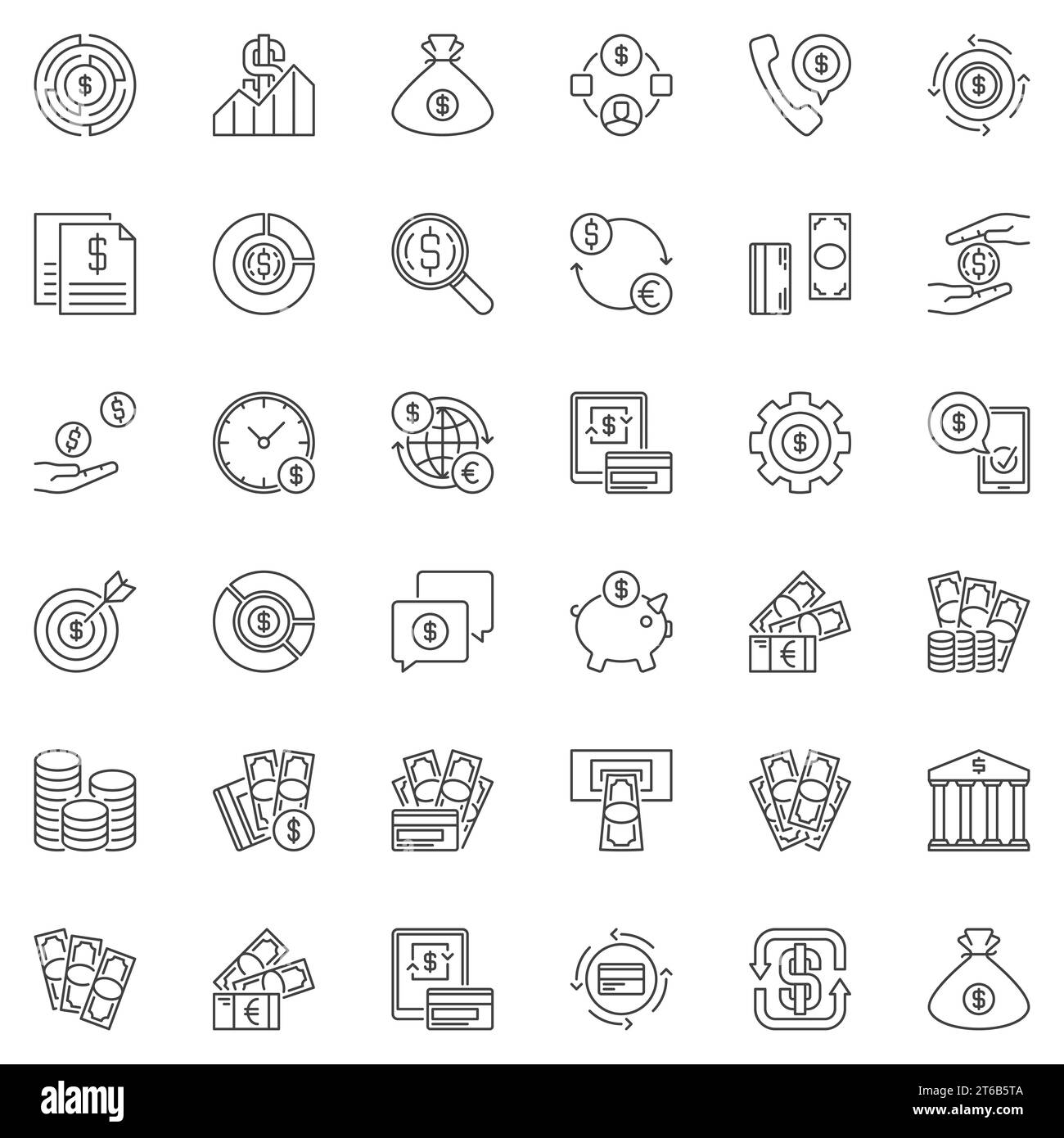 Vector Money concept icons set in thin line style Stock Vector Image ...