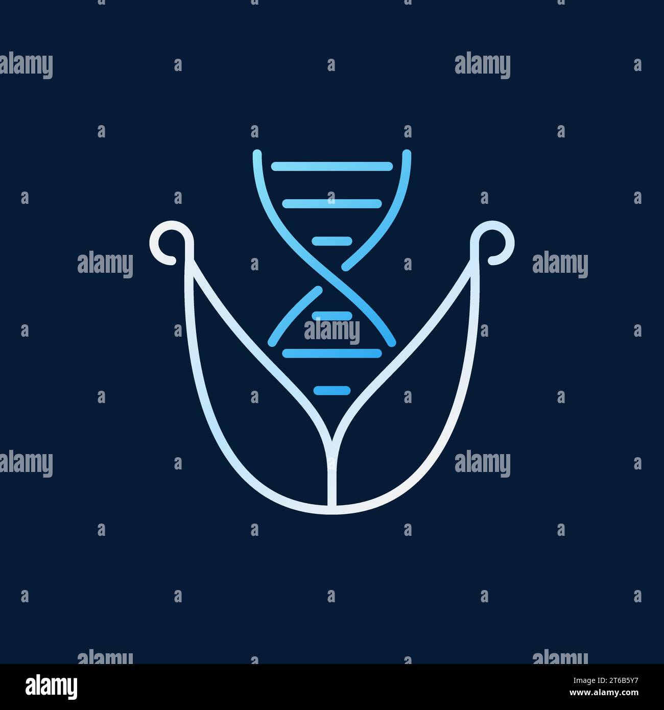 DNA with leaves vector linear colored icon or logo on dark background ...