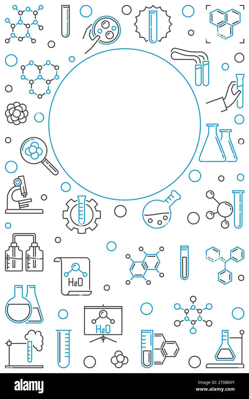 Vector Chemistry vertical outline concept illustration. Chemical ...