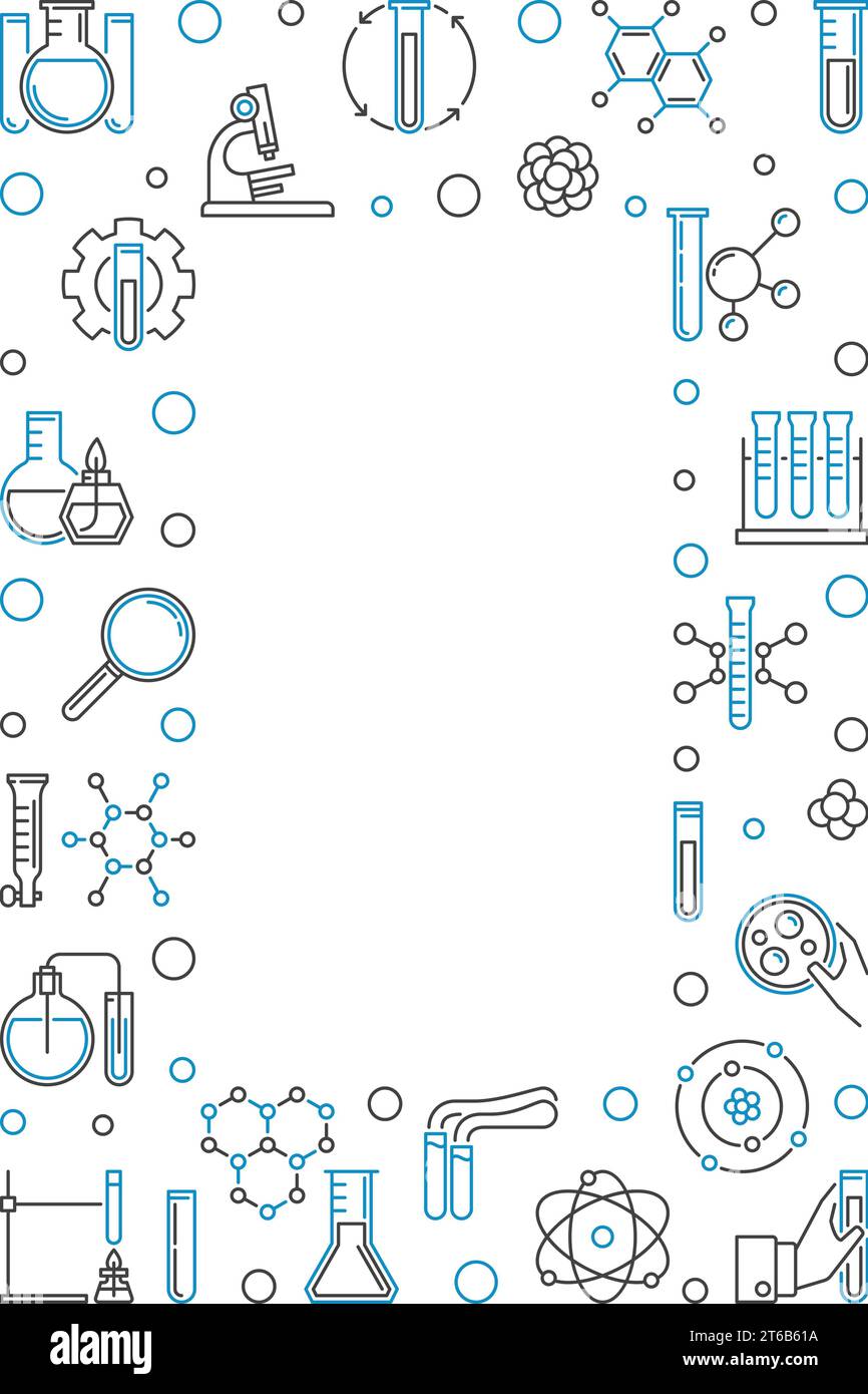 Vertical frame with Chemistry outline icons. Vector modern illustration ...