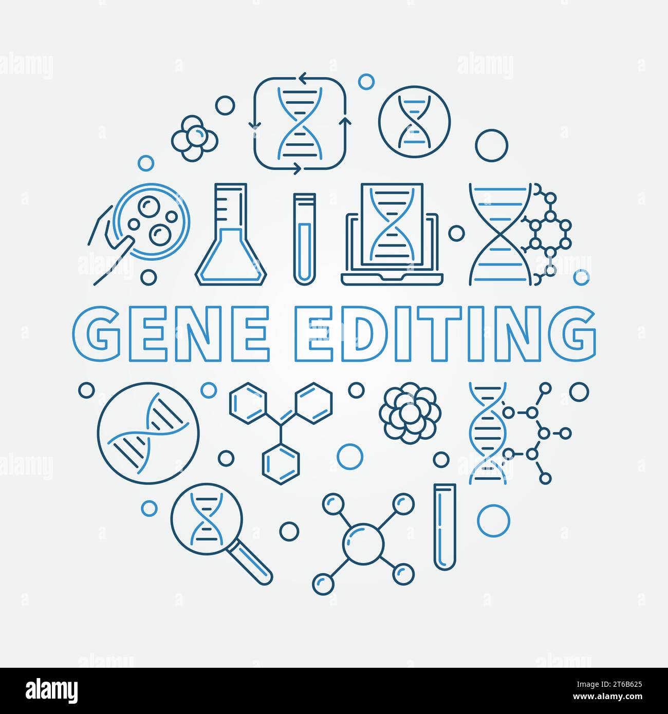 Gene Editing vector round simple illustration in linear style Stock ...