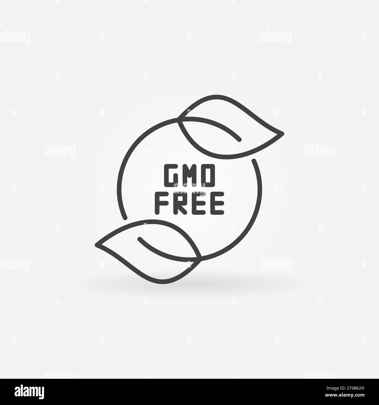 GMO Free with leaves vector minimal icon or design element in thin line ...