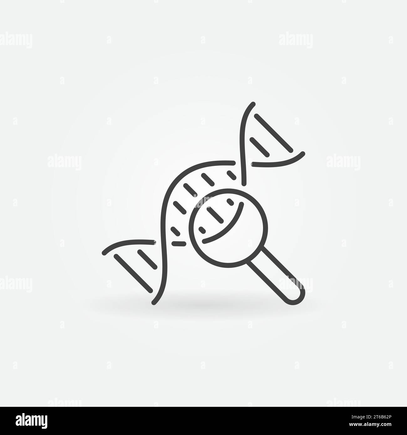 Magnifier with DNA vector linear icon. DNA analysis concept symbol in ...