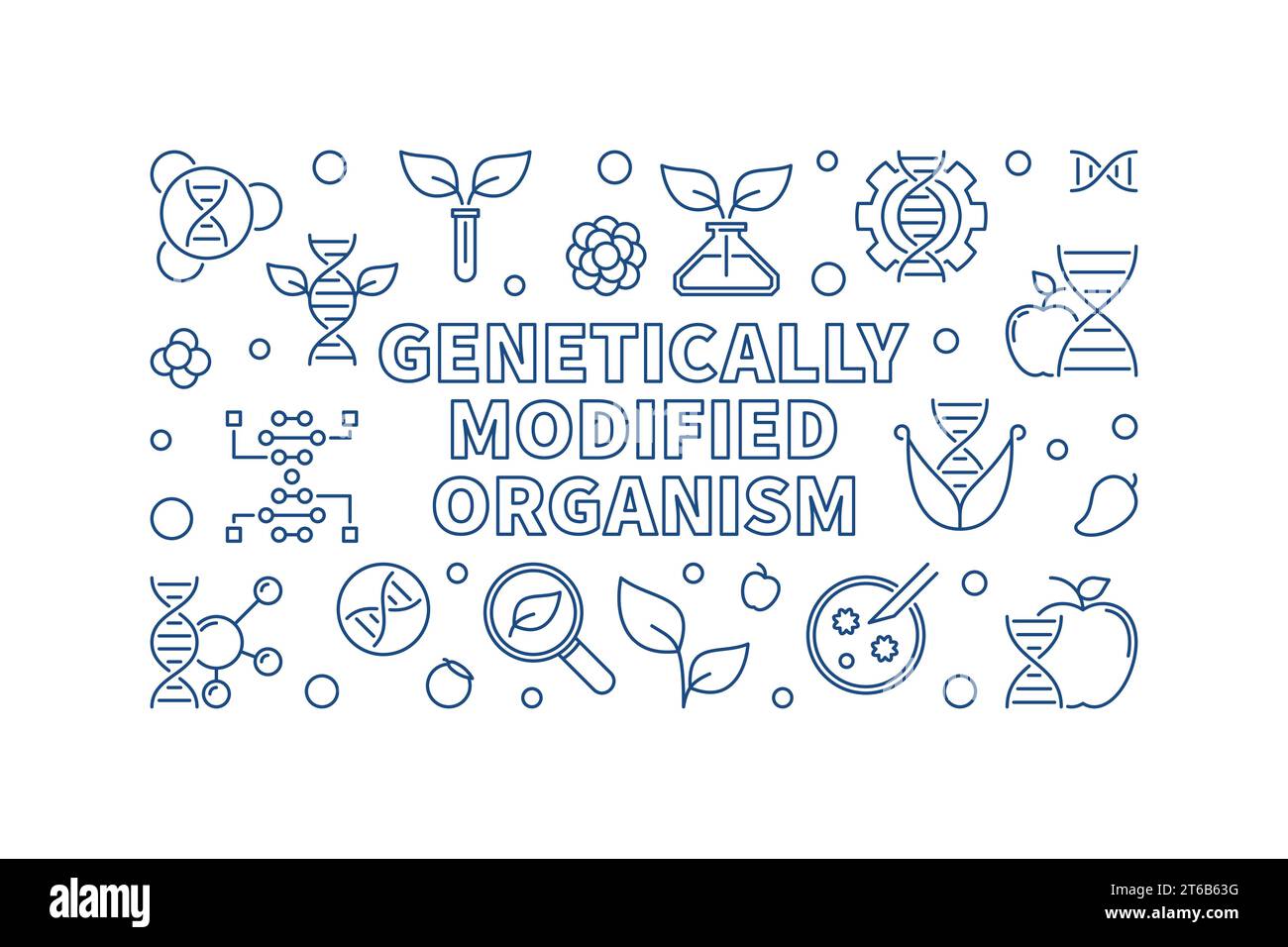 Genetically Modified Organism vector outline concept horizontal illustration Stock Vector Image ...