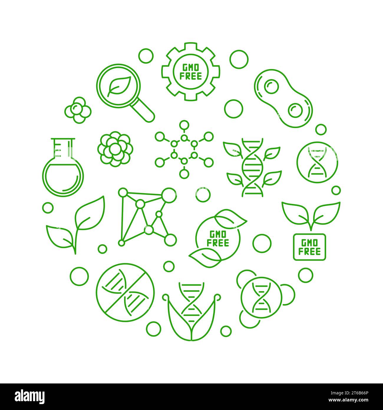 Vector GMO Free round concept green illustration in thin line style Stock Vector Image & Art - Alamy