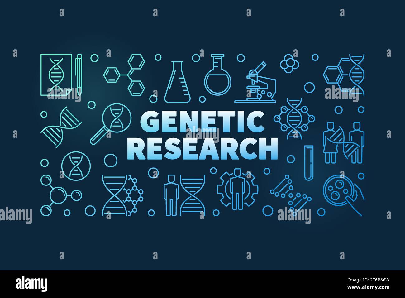 Genetic Research vector linear horizontal biology concept banner on ...