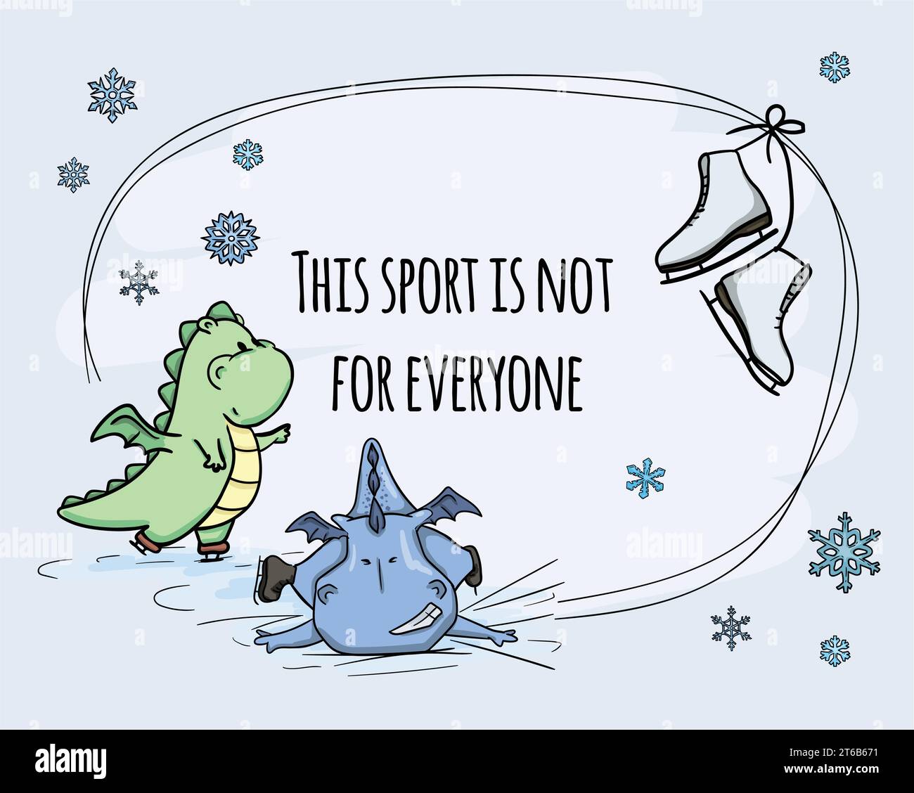 Two cute dragons symbol of the year 2024 are skating. New Year vector ...