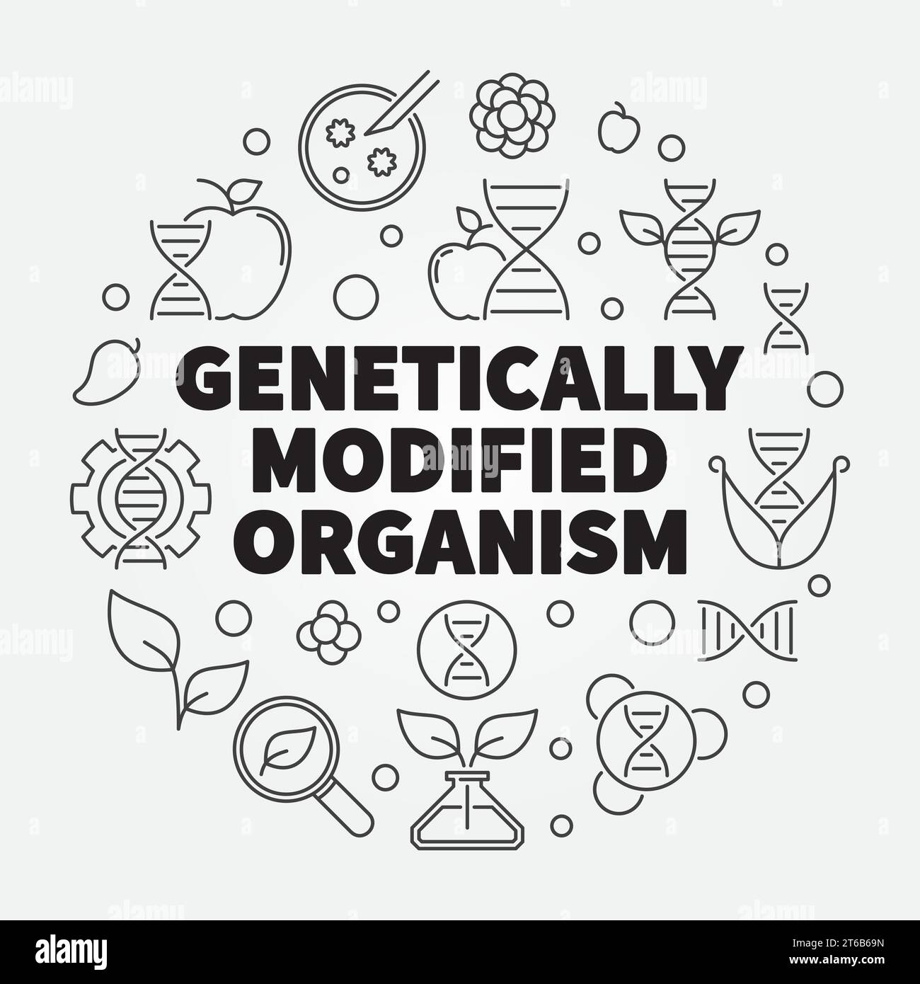 Genetically Modified Organism vector round outline concept minimal illustration Stock Vector ...