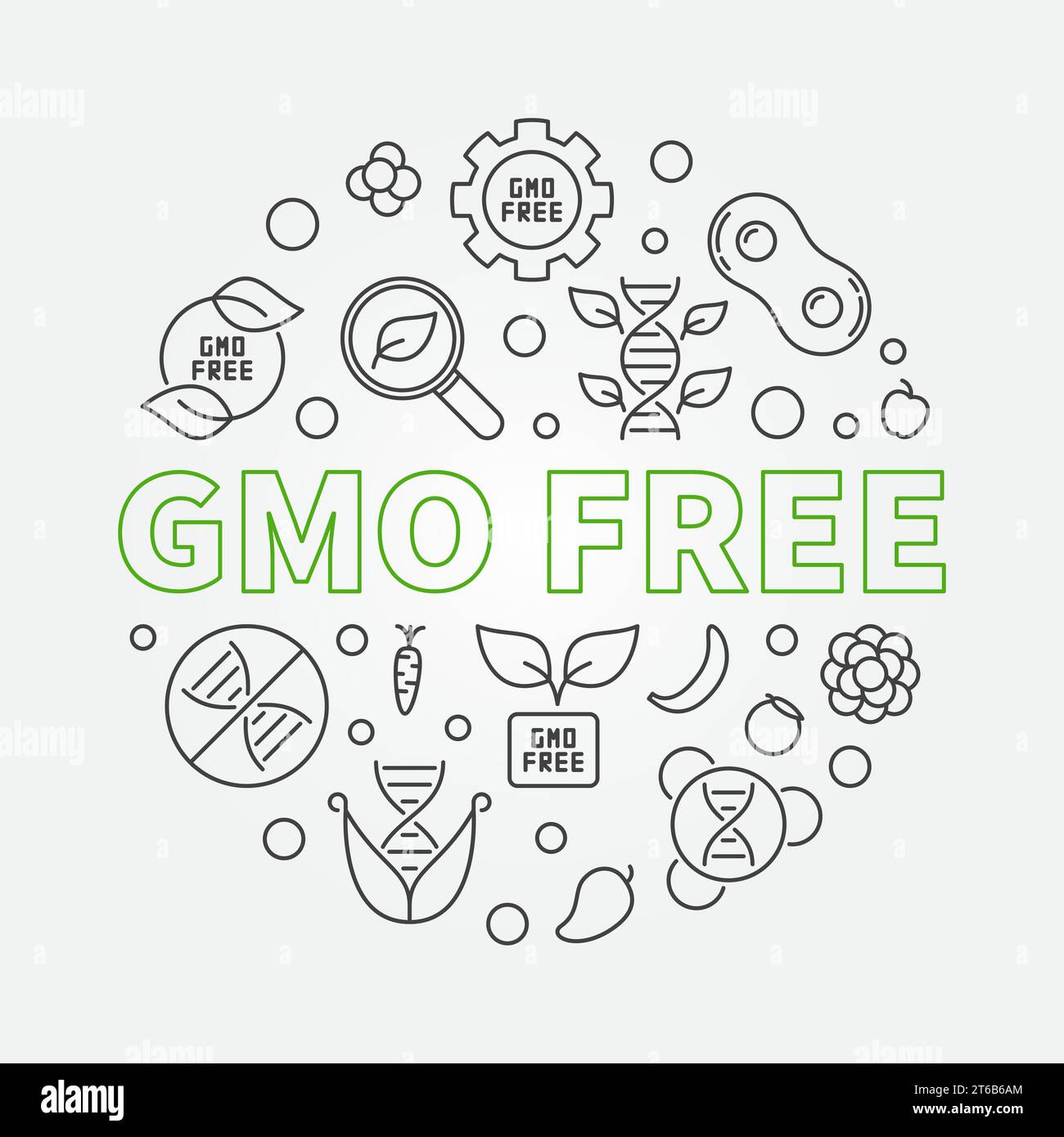 GMO Free vector round concept thin line illustration Stock Vector Image & Art - Alamy