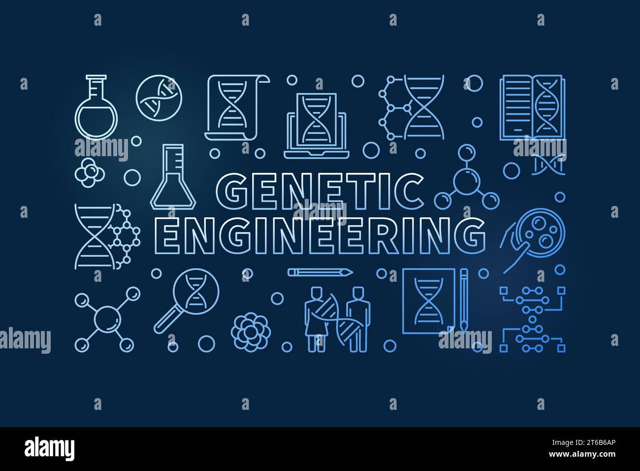 Genetic Engineering vector blue outline horizontal biotechnology ...