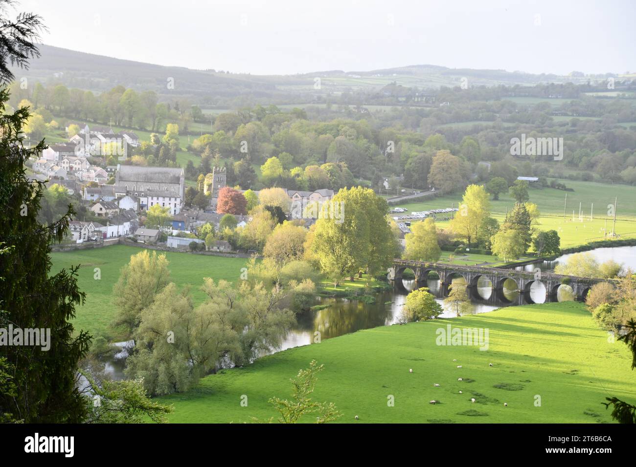 View to Inistioge village from chapel,Woodstock Gardens and Arboretum ...