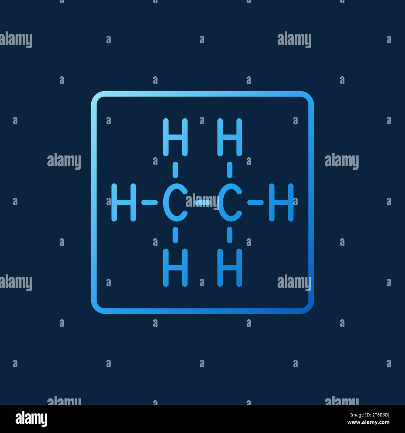 Ethane chemical structure vector linear colored icon or symbol. C2H6 ...